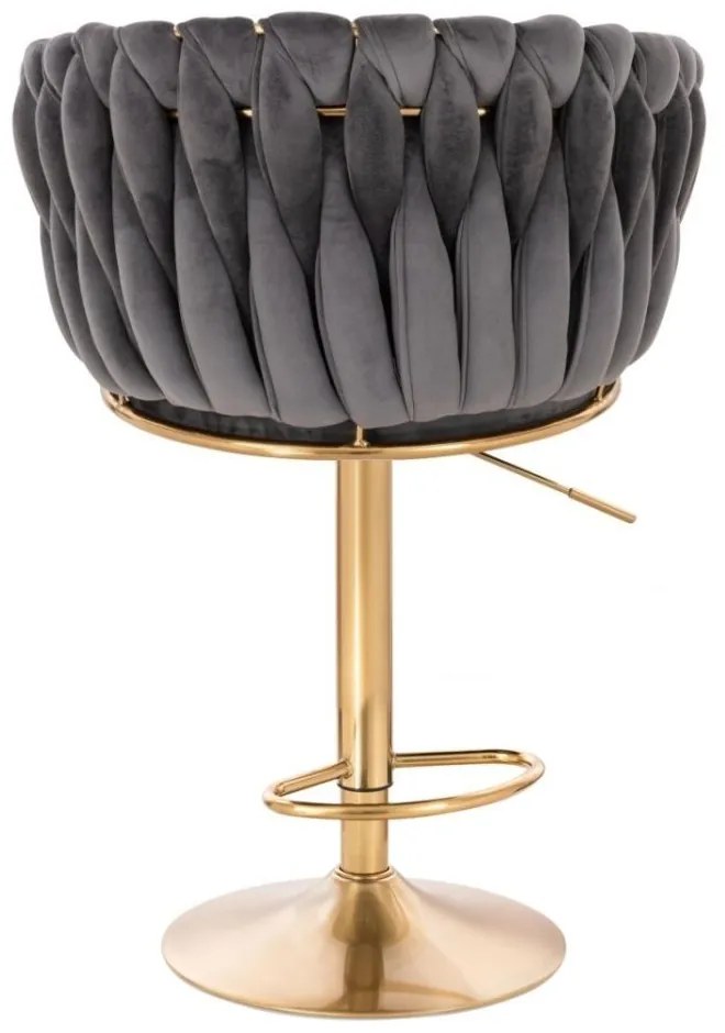 LuxuryForm DESIGN Barová židle NORDEN VELUR na zlaté kulaté podstavě - tmavě šedá