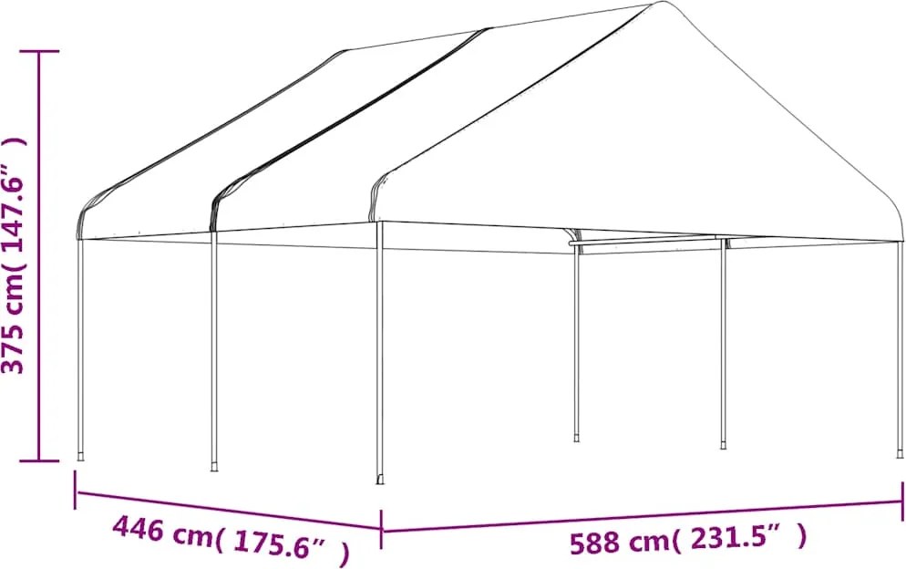 Altán se střechou bílý 4,46 x 5,88 x 3,75 m polyethylen 3155518