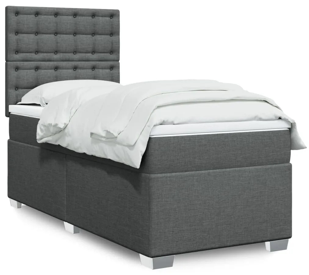 Box spring postel s matrací tmavě šedá 90x200 cm textil 3292686