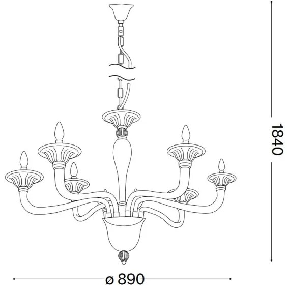Ideal Lux - Lustr na řetězu BRIGITTA 8xE14/40W/230V pr. 89 cm mosaz