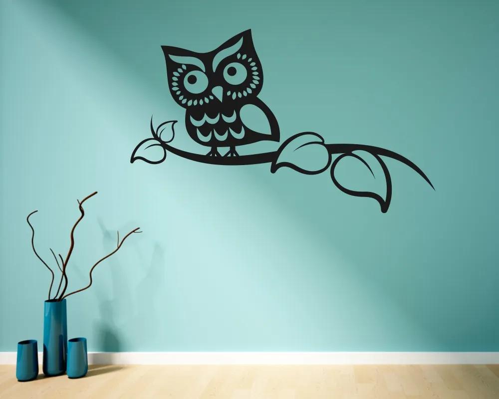 WALLVINIL Samolepky na zeď - Sova Barva: Béžová, Velikost: 80x48 cm, Pravá / Levá: Pravá (dekorace směřuje/dívá se doprava)