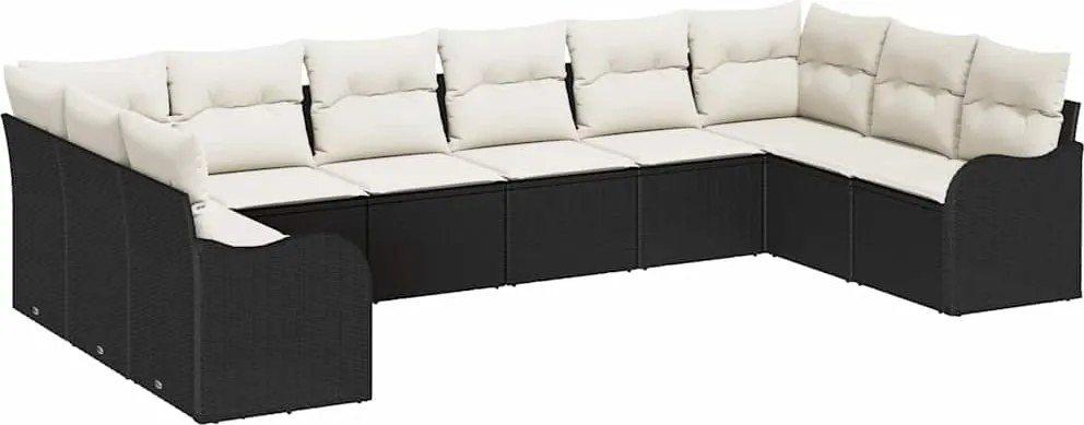 Sada zahradních pohovek Černá 344 x 177,5 x 85 cm polyratan 3345877