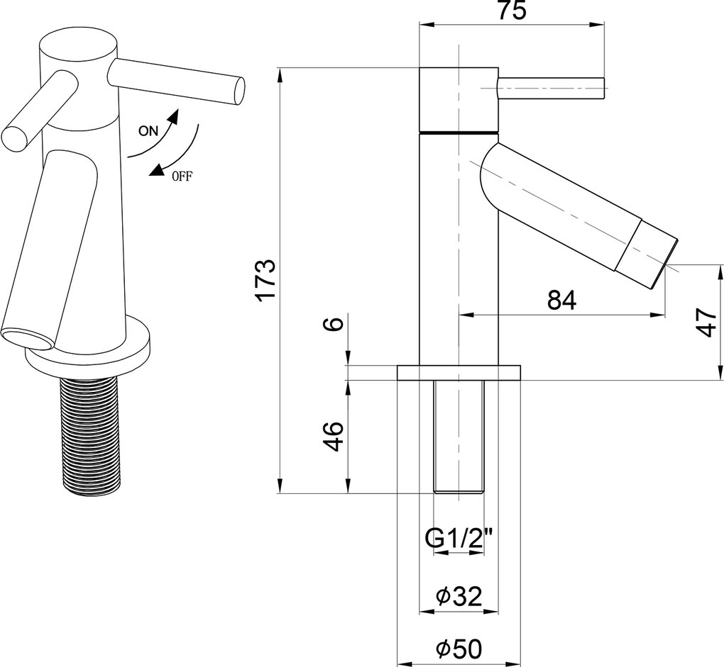 Aqualine stojánková baterie na studenou vodu 128mm chrom ZY12045