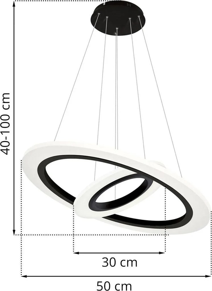 Závěsné LED svítidlo Cosmo, 2x LED 36w, b/w