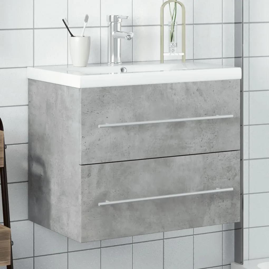 vidaXL Koupelnová skříňka se zápustným umyvadlem [3278774] Barva: Betonová šedá