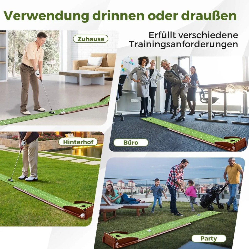 Costway Golfová podložka na patování s 1 jamkou a 3 golfovými míčky a umělým