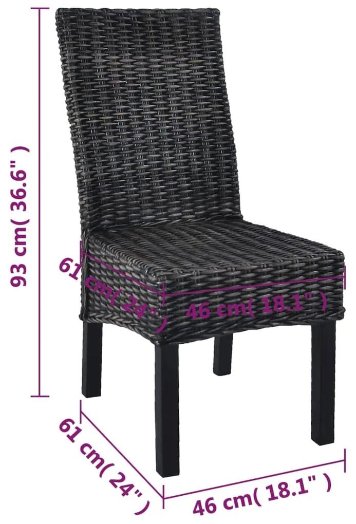 Jídelní židle 6 ks černé ratan kubu a mangovníkové dřevo - Default Title