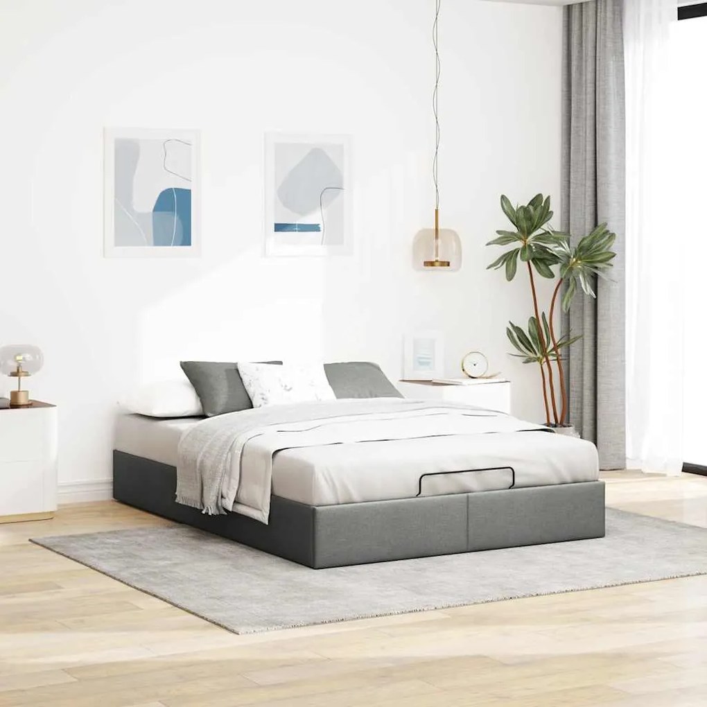 Osmanský rám postele bez matrací tmavě šedá 140x200 cm textil 3310883