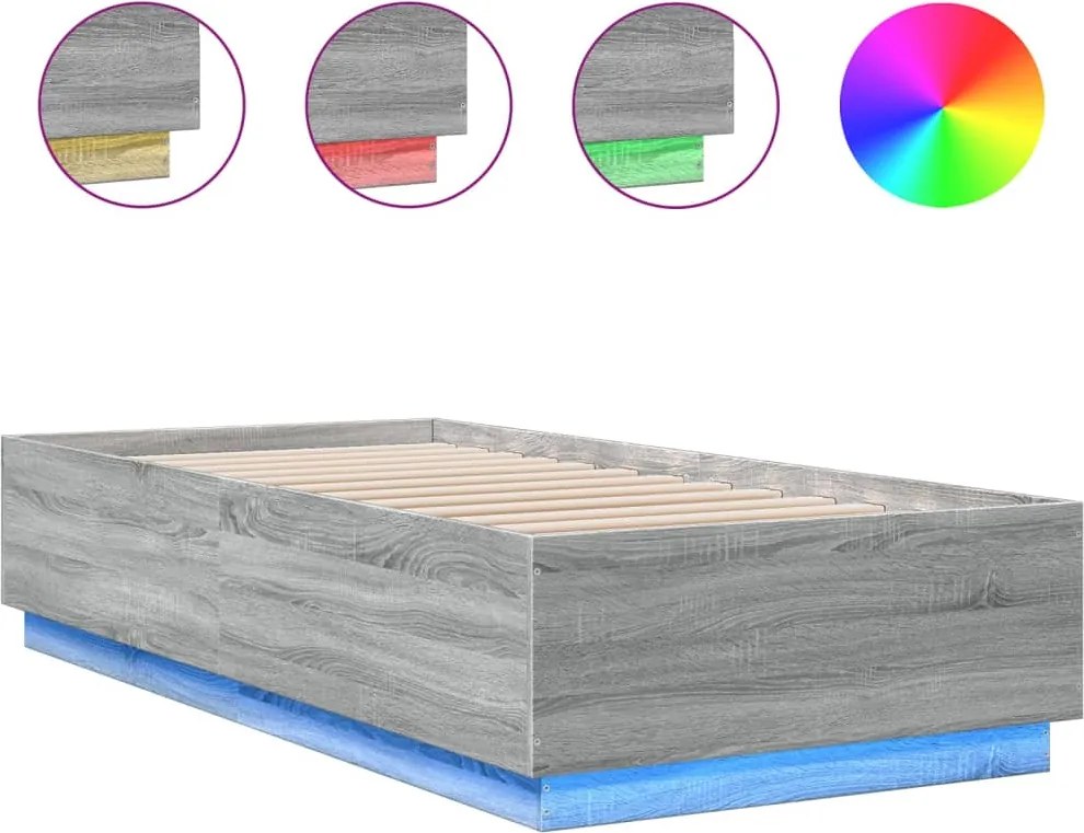 Rám postele s LED osvětlením šedý sonoma 100 x 200 cm kompozit 3209630