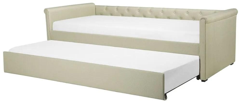 Rozkládací čalouněná postel 80 x 200 cm béžová LIBOURNE Beliani