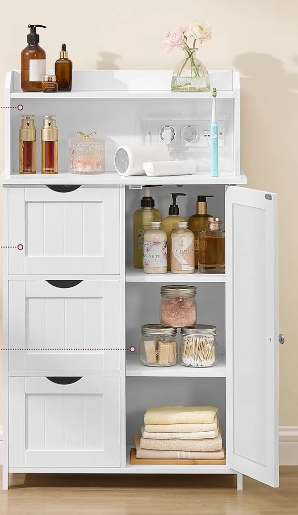Koupelnová skříňka Vasagle Toly 100 cm s nabíjecí stanicí bílá
