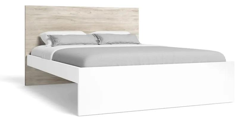 Bílá/přírodní dvoulůžková postel v dekoru dubu 140x190 cm Sahara – Marckeric