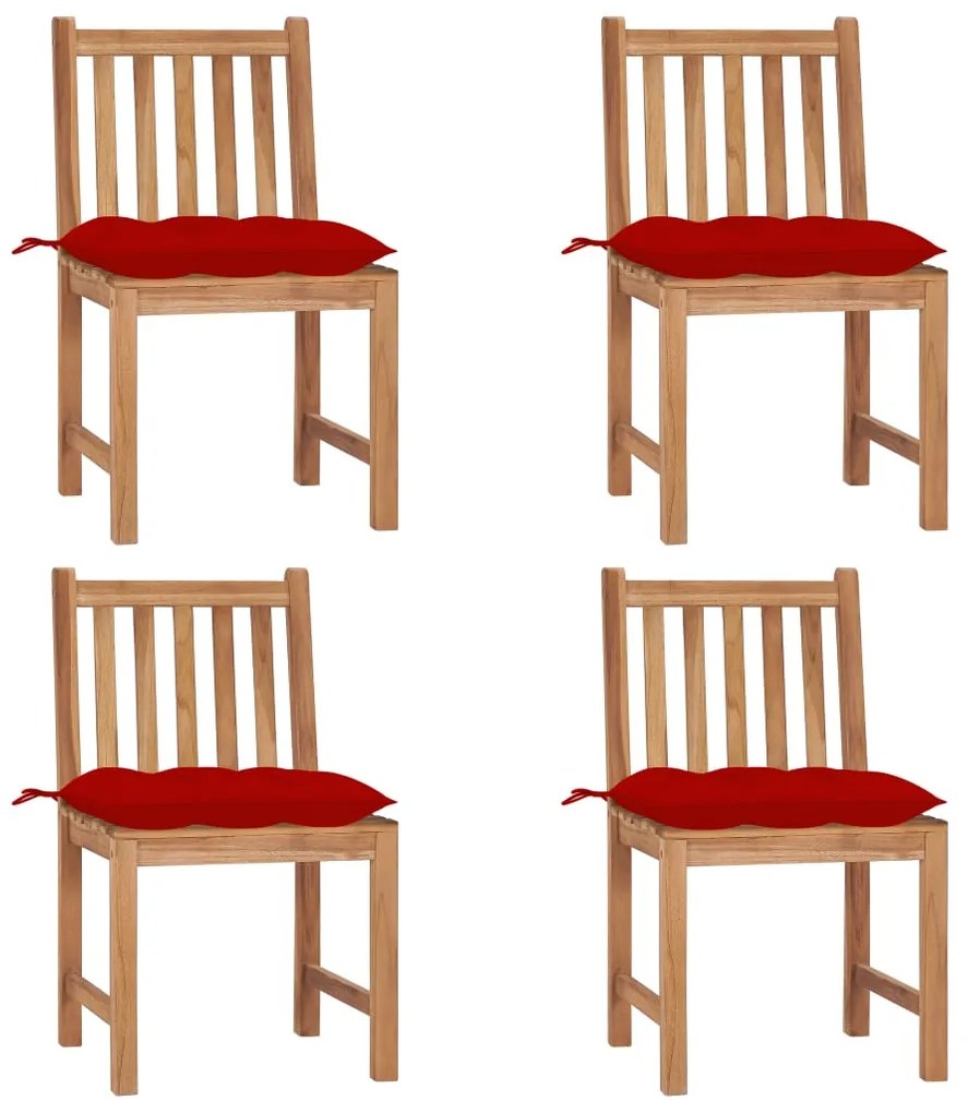 Zahradní židle 4 ks s poduškami masivní teak 3073109