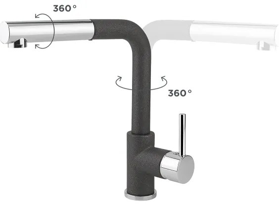 Concept BDG4527DG-Dřezová baterie s vytahovací sprškou 26,9 cm granit/tmavě šedá