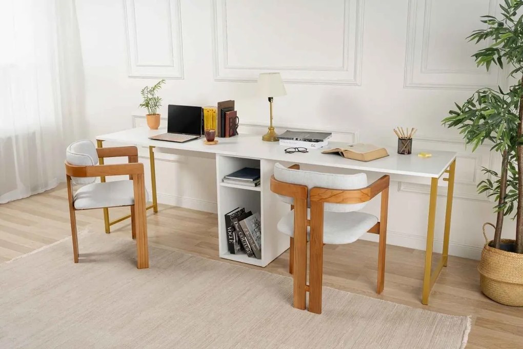 Designový psací stůl Geillis 240 cm bílý