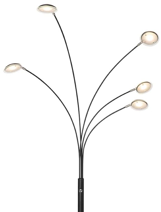 Designová stojací lampa černá vč. 5 světel s stmívačem LED - Sixties Trento