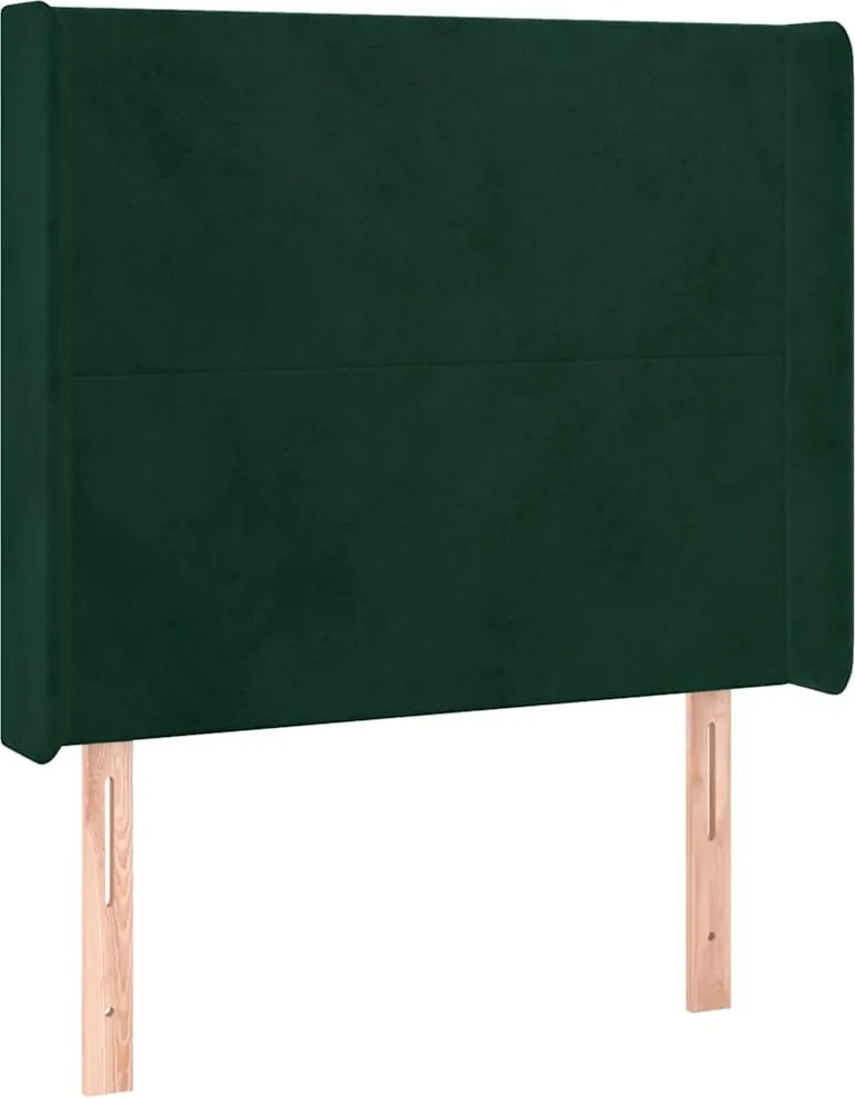 Box spring postel s matrací a LED tmavě zelená 80x200 cm samet 3139412