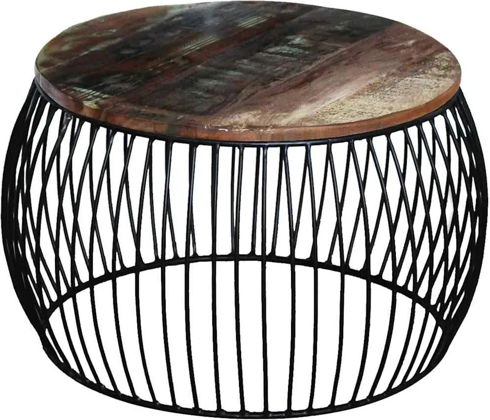 Konferenční stolek kulatý masivní recyklované dřevo 68 x 37 cm 243300