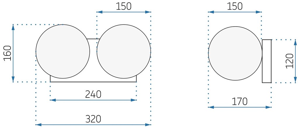 Toolight Nástěnné svítidlo Skleněná koule APP1010-2W Zlatá