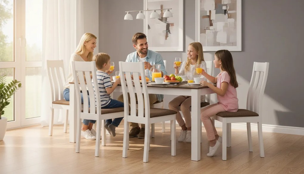 Jídelní dřevěná židle EMANUELE - masiv, látka, více barev Barva: Bílá