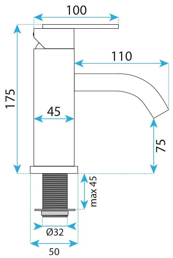 Rea Ontario, umyvadlová baterie h-175, broušená ocel, REA-B5506