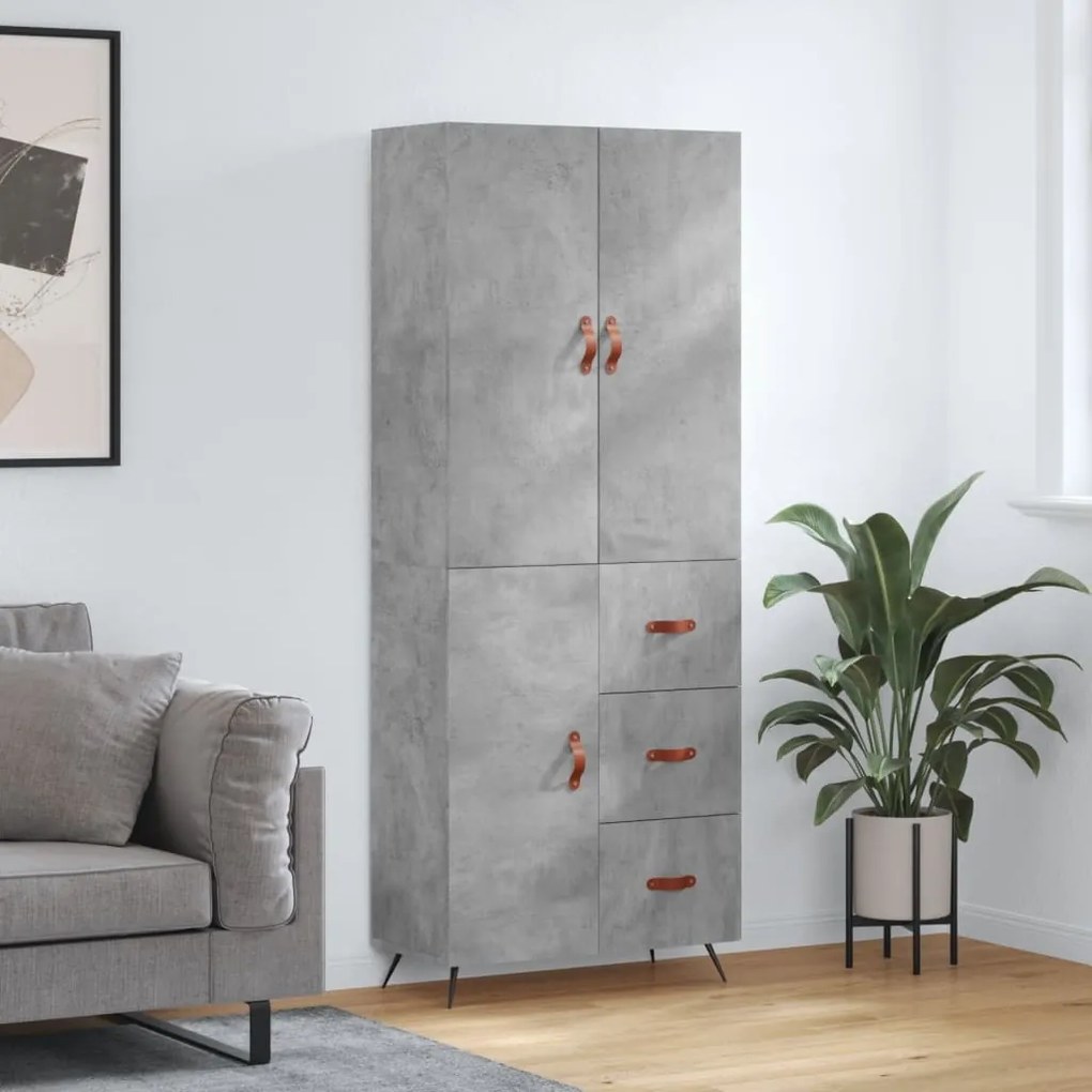 Skříň highboard betonově šedá 69,5x34x180 cm kompozitní dřevo 3195879