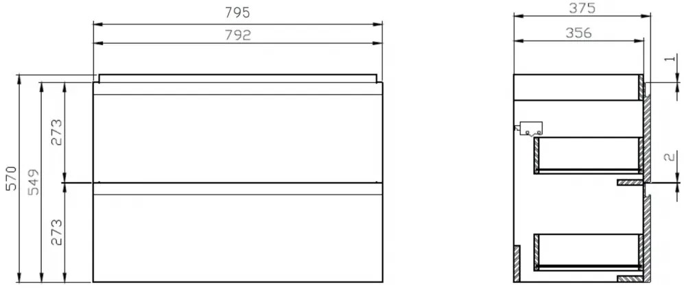 Cersanit Moduo Slim SET, závěsná skříňka 80x38x62 cm + umyvadlo 80cm, antracitová matná, S801-468-DSM