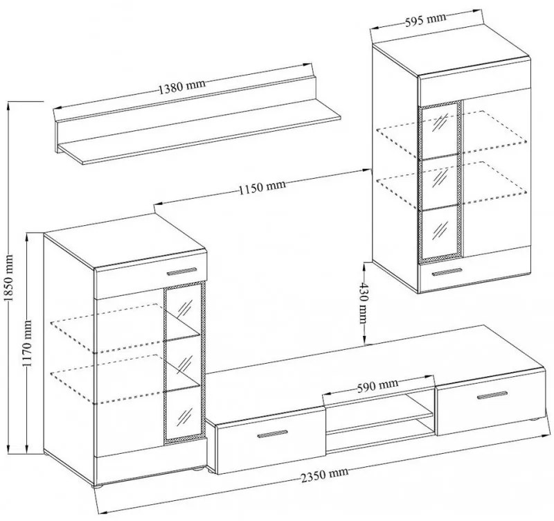 Casarredo Obývací stěna SAMBA dub SanRemo tmavý