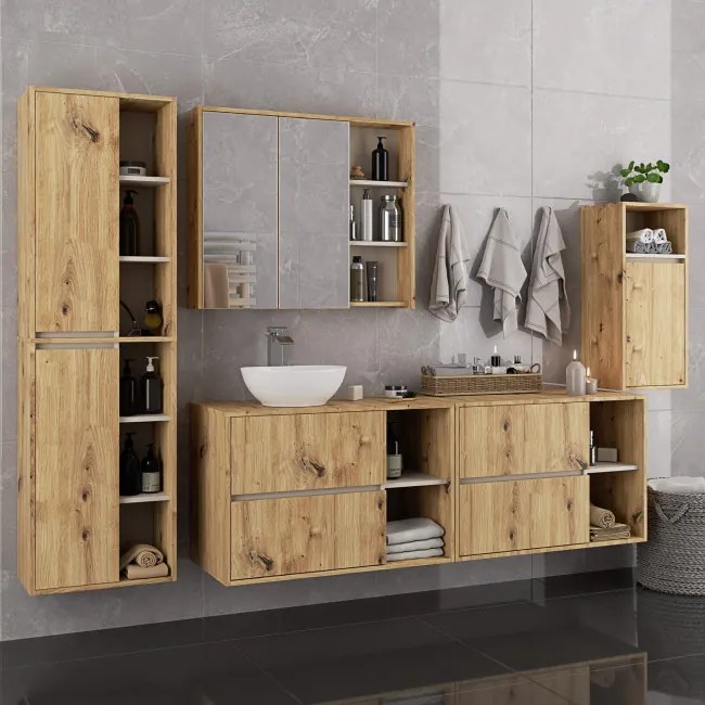 Skříňka pod umyvadlo VAMI W90 2SZ dub artisan / krémová