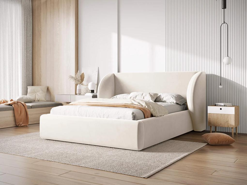 Čalouněná postel milany s úložným prostorem 140 x 200 cm béžová MUZZA