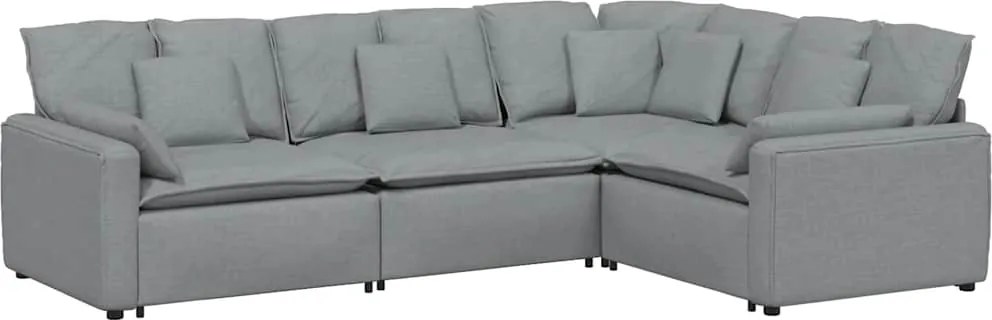 Modulární pohovka s polštáři textil světle šedá 3321147