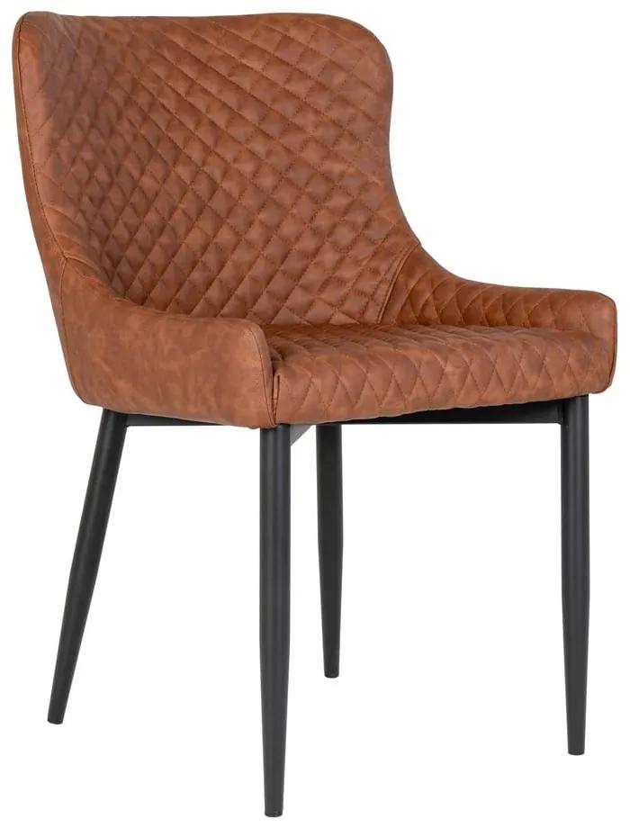 Hnědá jídelní židle s potahem z imitace kůže House Nordic Boston