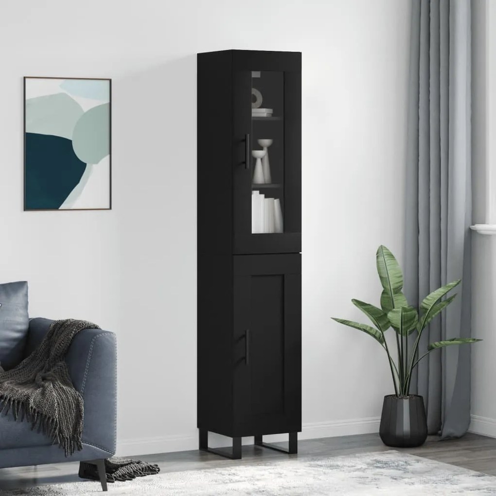 vidaXL Skříň highboard 34,5 x 34 x 180 cm kompozitní dřevo [3199515] Barva: Černá