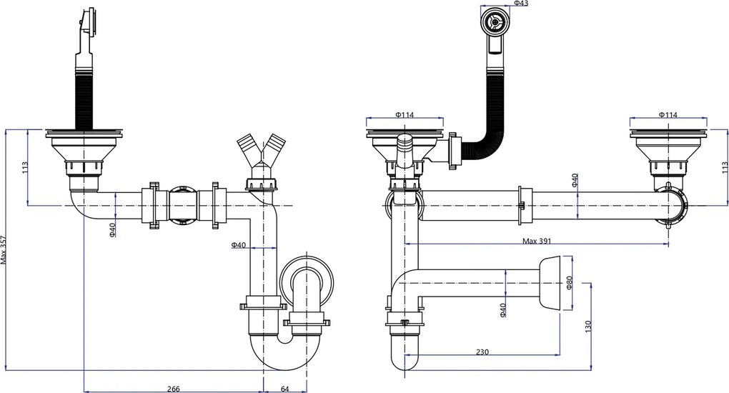 Sapho GR2224 Dvojdřez 78 x 47,5 cm granitový černá