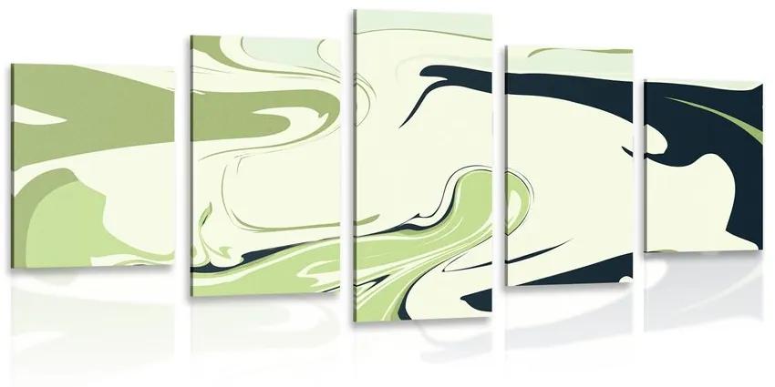 5-dílný obraz abstraktní vzor materiálů zelený