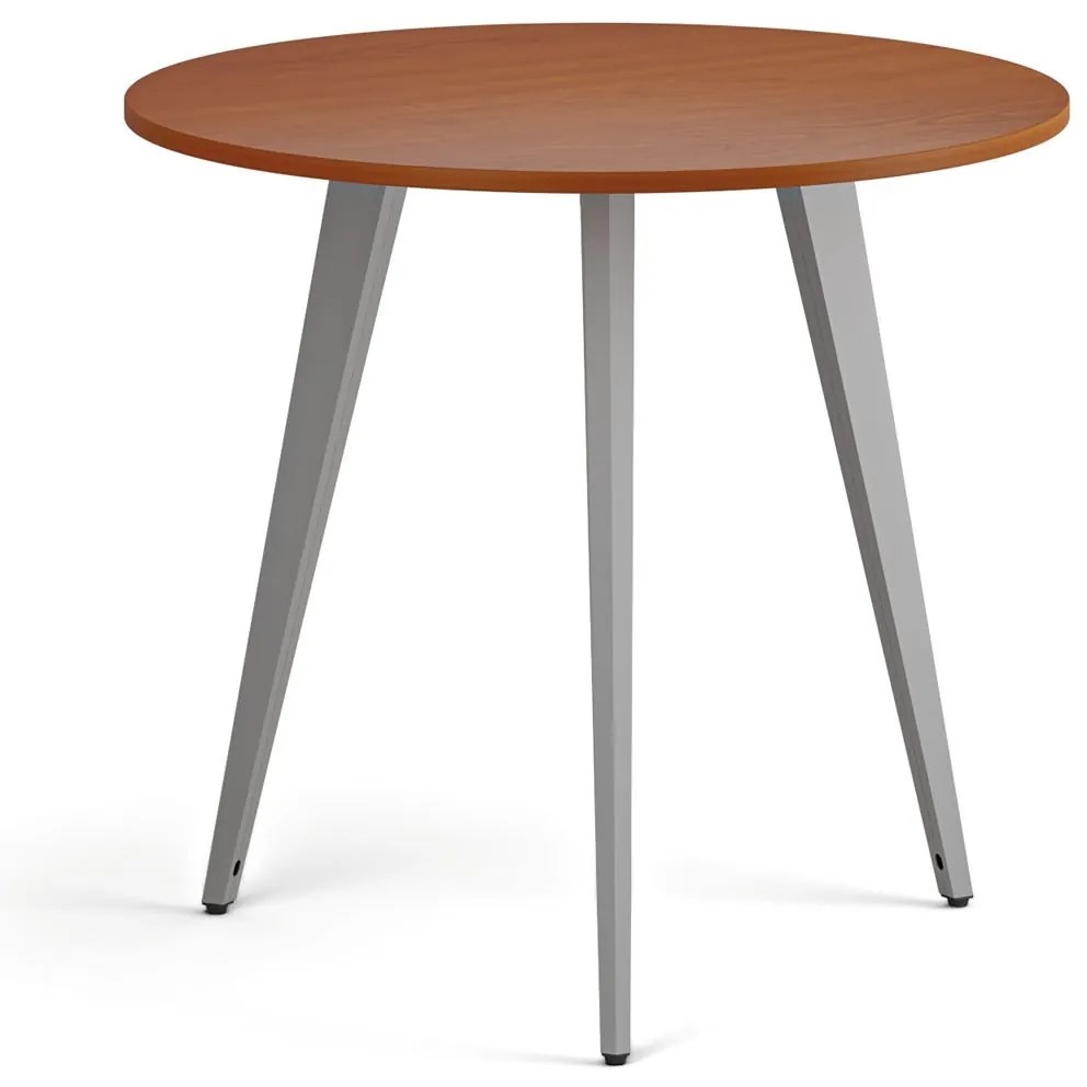 Konferenční stůl PRIMO VIBE, průměr 80 cm, šedostříbrná podnož, třešeň