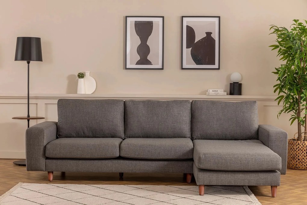 Hanah Home Rohová pohovka BERLIN šedá pravá