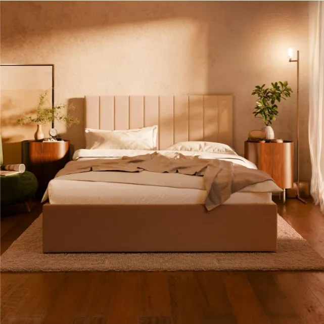 Manželská postel POLLA Velvet 160×200 cm béžová