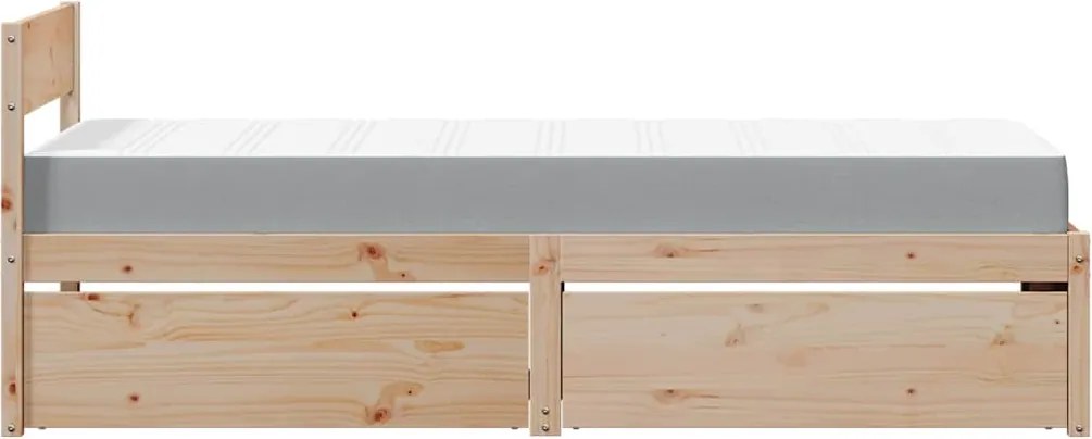 Postel se zásuvkami a matrací bílá 90 x 200 cm masivní borovice 3281907