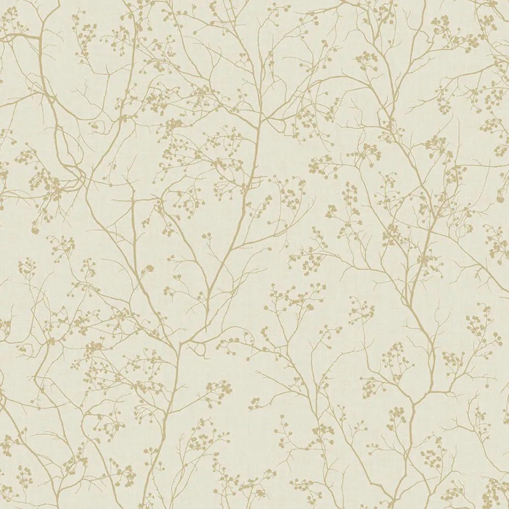 York Krémová vliesová tapeta se zlatými větvičkami DD3812 rozměry 0,685 × 8,2 m