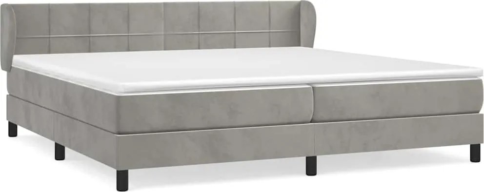 Box spring postel s matrací světle šedá 200x200 cm samet 3127511
