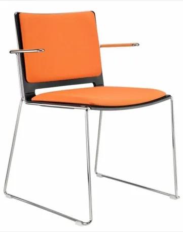Alba Plastová židle s područkami FILO s čalouněním Barva plastu Alba bílá GALERIE - Čalounění Alba KŮŽE / KŮŽE Černý sklopný stolek