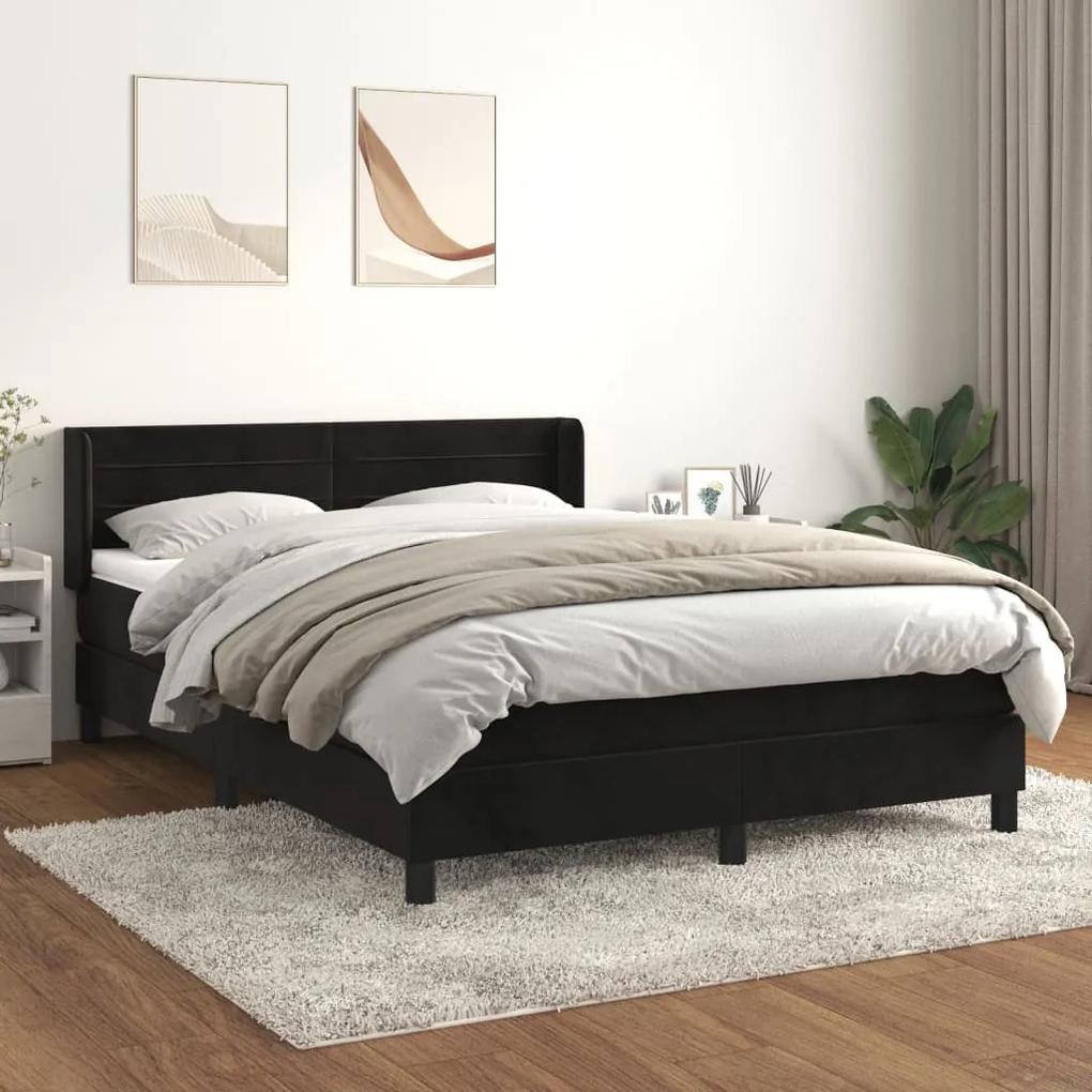 Box spring postel s matrací černá 140x200 cm samet,  3131023