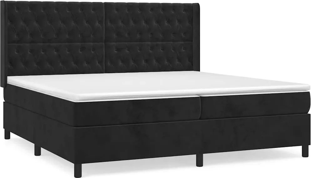 Box spring postel s matrací černá 200x200 cm samet 3132881