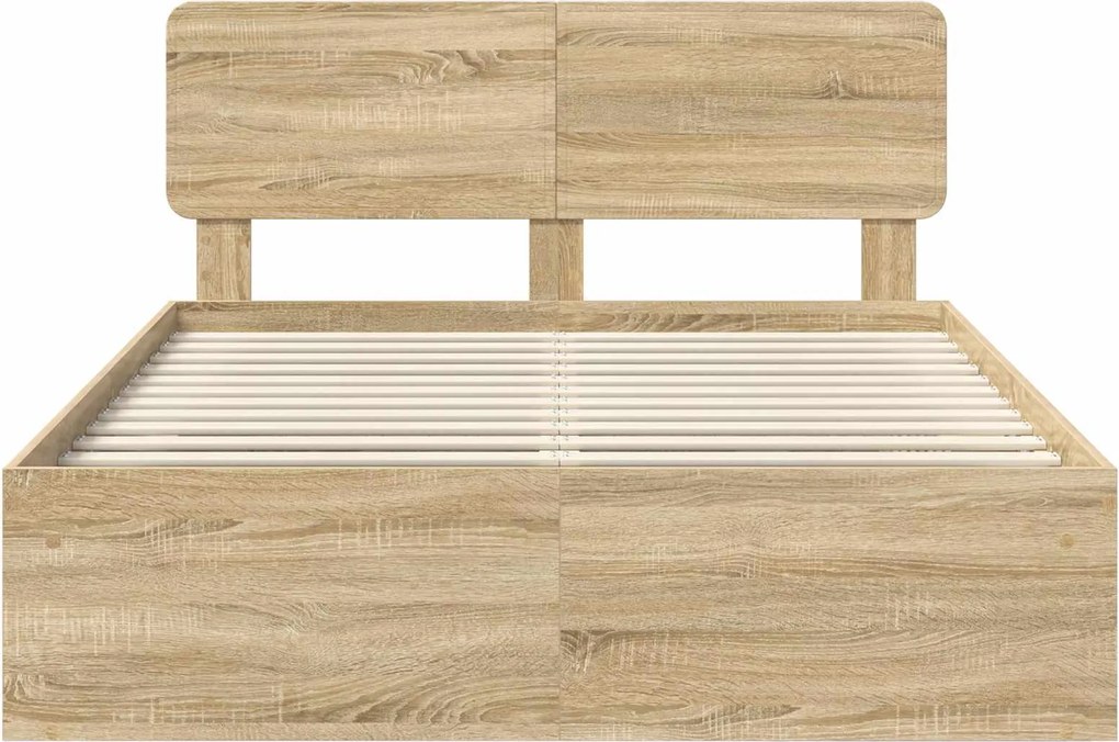Rám postele s čelo Sonoma dub 150 x 200 cm Masivní borové dřevo 3412062