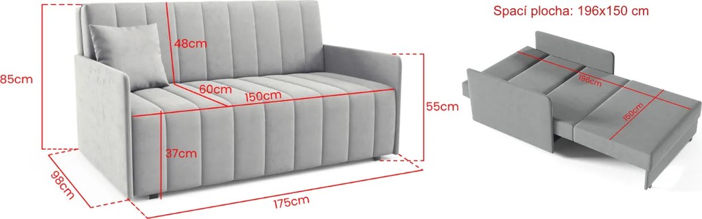Rozkládací pohovka NEOLI Kronos, 160 cm Barva látky Kronos: Tmavě zelená (Kronos 14)