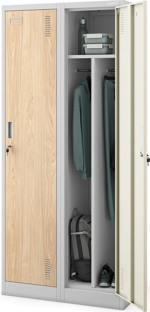 Zaměstnanecká skříňka čtyřkomorová šedá/dub sonoma, 800x1800x500 mm: KACPER Eco Design