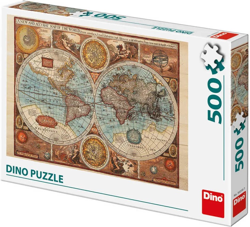 DINO Puzzle 500 dílků Mapa světa z roku 1626 47x33cm skládačka dn502307