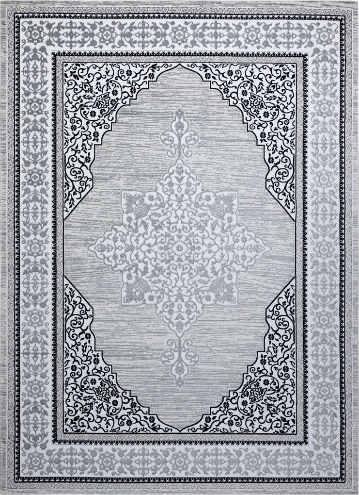 Dywany Łuszczów, AKCE: 80x150 cm Kusový koberec Gloss 8490 52 Ornament ivory/grey, šedá, chodba / předsíň