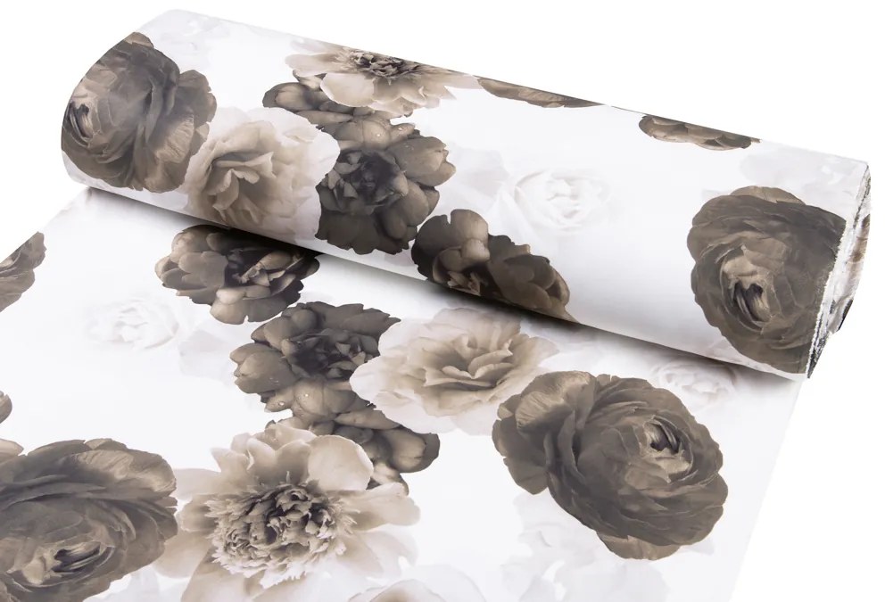 Biante Dekorační povlak na polštář s lemem PM-016 Velké hnědé květy 40 x 60 cm